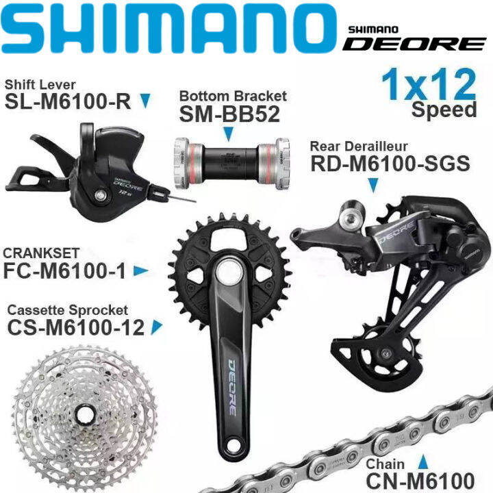 SHIMANO DEORE M6100 Groupset 12 Speed MTB Mountain Bicycle M6100 Shifter Rear Derailleur 11-51T ...