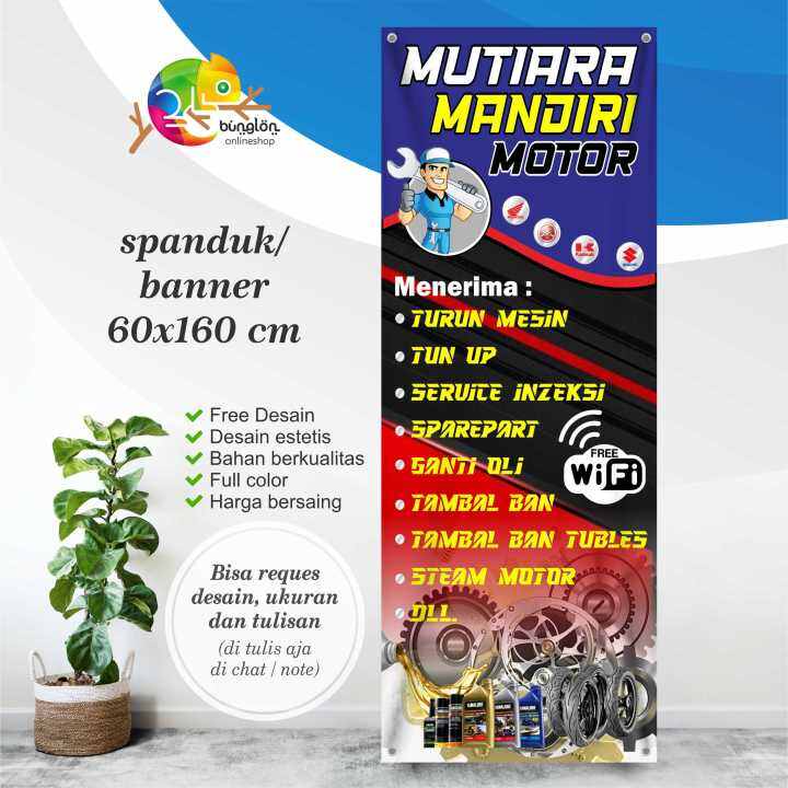 Spanduk Banner 60x160 Cm Bengkel Motor Mobil, Bisa Reques Desain ...