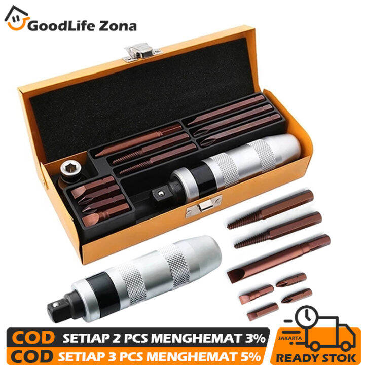 Obeng Ketok Putar Set 13 Pcs Vessel/yukido Impact Screwdriver Set BOX ...