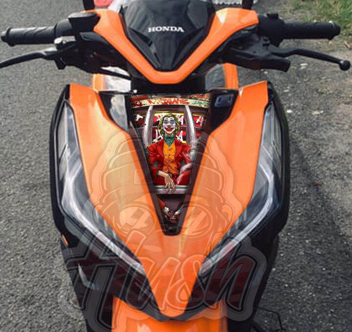 Honda click front sticker with free 2 stickers (white orange) | Lazada PH
