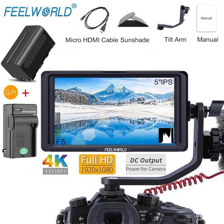 FEELWORLD F5 5" Camera Field Monitor 4K HDMI Full HD 1920x1080 IPS ...