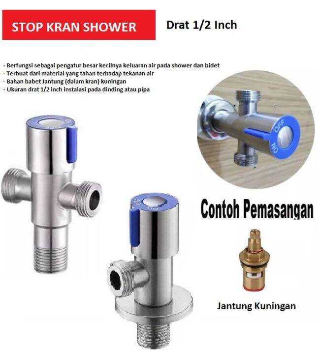 Kran Air Stop Kran Closet Cabang 1/2 Inch - Kran Kloset Jet Shower ...