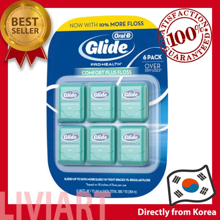 [Oral-B] Glide Pro-Health Floss Comfort Plus Deep Clean Cool Mint Flavor from Korea 44m x 6ea ...