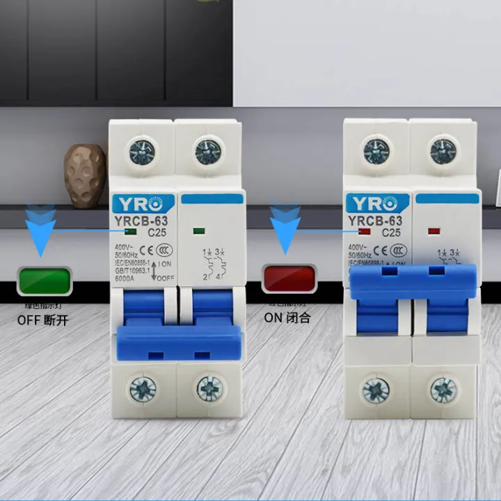 YRCB-63 10A 16A 20A 25A 32A 40A 50A 63A 2P AC 400V Mini Circuit Breaker ...