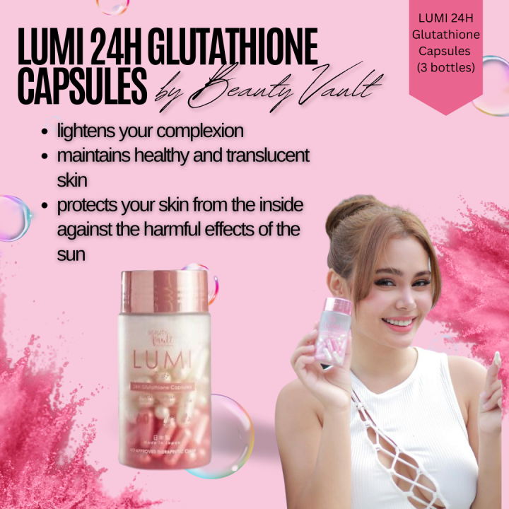 LUMI 24H Glutathione Capsules by Beauty Vault 60 capsules ( 1 Bottle ) GodsFavorBoutique | Lazada PH