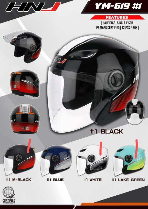HNJ YM-619 Clear Visor Half Face Helmet | Lazada PH