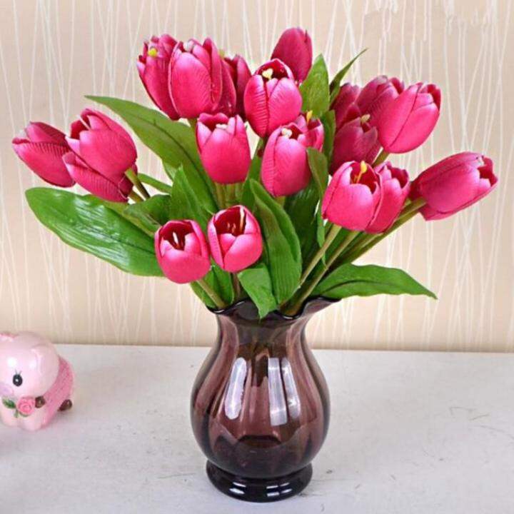 GL Bunga Tulip Decorasi 9 tangkai hiasan ruang tamu dan kantor bunga ...
