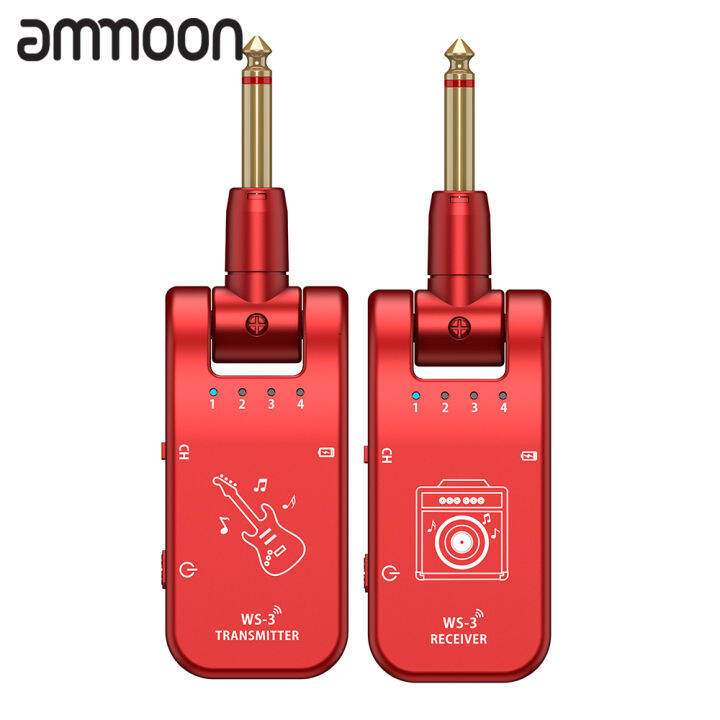 [ammoon]UHF 4 Channels Wireless Guitar System Trans-mitter and Receiver ...