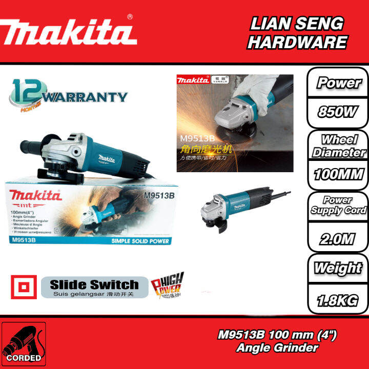 MAKITA M9513B 100MM (4'') ANGLE GRINDER | Lazada