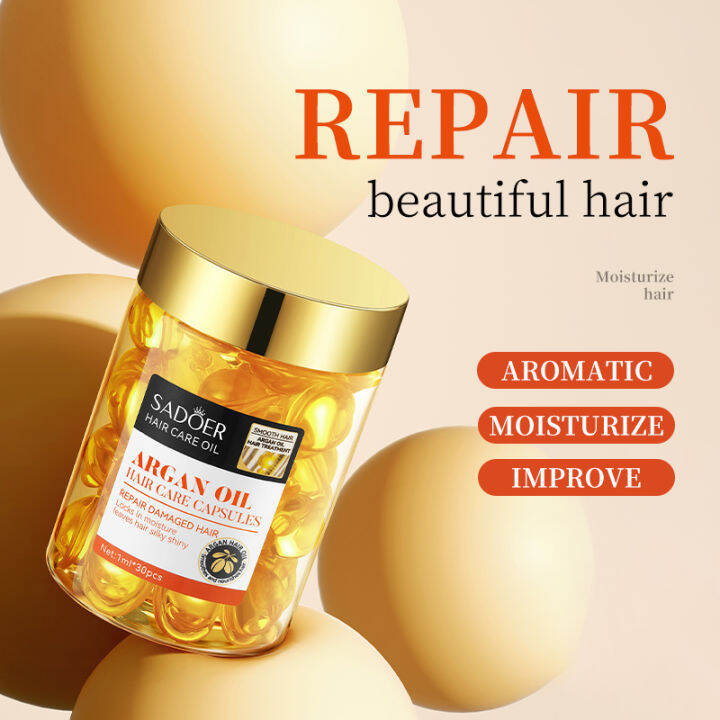 ROREC SADOER Morocco Argan Oil Hair Care Capsules Repair Damage Hair Dry Hair Frizzy Hair (1ml x ...