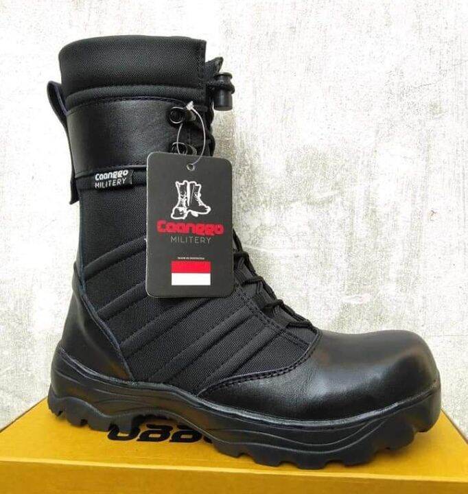 SEPATU PDL KULIT NINJA SHINOBI BOOTS SAFETY BLACK 10 INCI | Lazada ...
