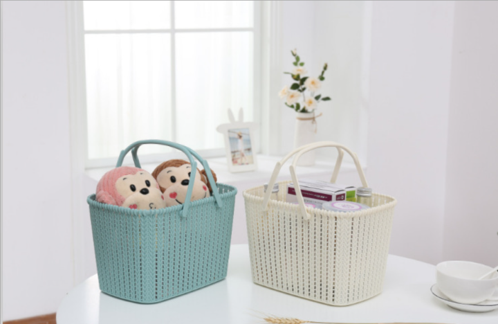 Rattan Woven Plastic Storage Basket Bakul Rotan 藤编织塑料手提式收纳篮 | Lazada