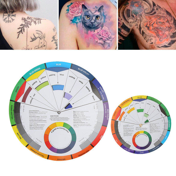 2pcs Color Wheel Color Mix Guide Tattoo Ink Wheel Swatches Makeup Micro ...