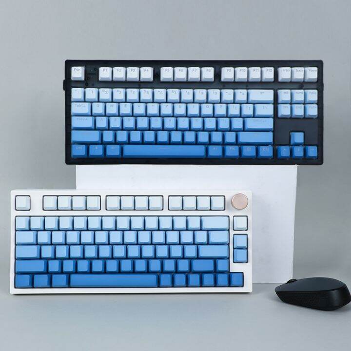 Fog Blue Gradient Keycap Dip Dye Doubleshots PBT for keyboard 87 tkl ...