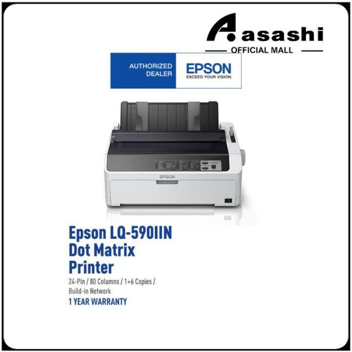 Epson LQ-590IIN Dot Matrix Printer - 24-pin, 80 columns, 487cps (high speed draft@10cpi), 1+6 ...