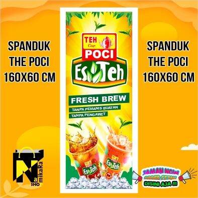 SPANDUK ES TEH POCI Terbaru yang lagi viral ukuran 1.6x0.6 CM / Banner ...