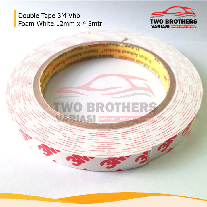 Double Tape 3M foam putih 12mm x 4mtr Super lengket | Lazada Indonesia
