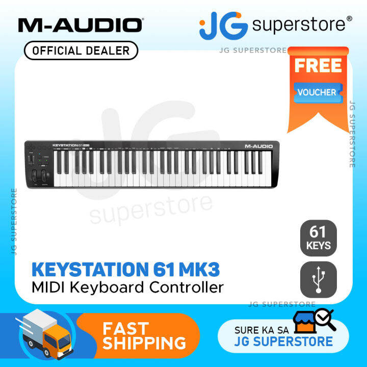 M-Audio Keystation 61 MK3 Compact MIDI Keyboard Controller with 61 Keys and Assignable Controls ...