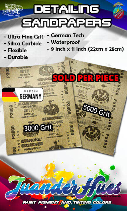 Detailing Sandpaper 3000, 5000 Ultra Fine Grit Silica Carbide German ...