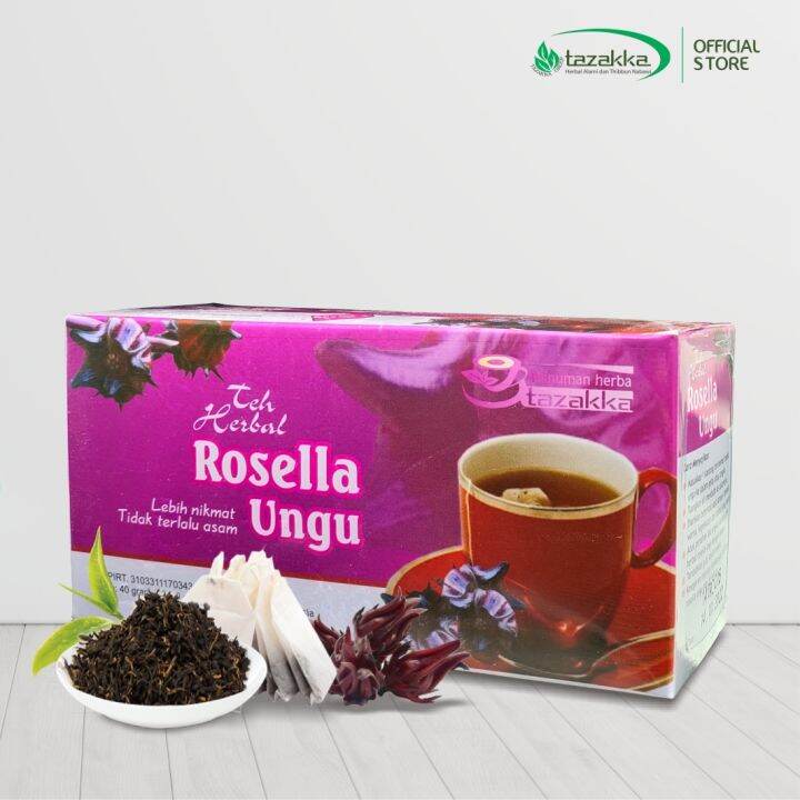 Teh Rosella Ungu Tazakka Minuman Herbal Celup Isi 20 Kantong Sachet Box ...