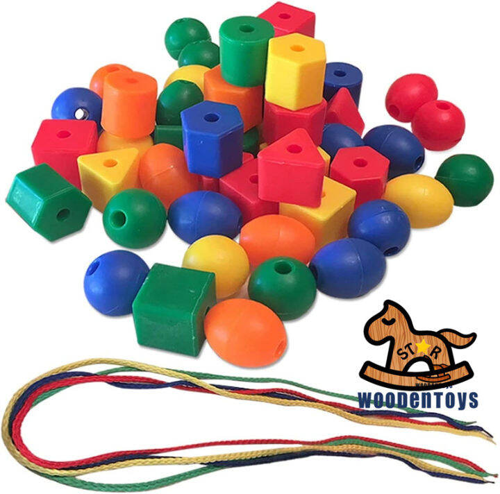 Jumbo Lacing Beads | Threading Toys for Toddlers and Kids Age 3, 4, 5 ...