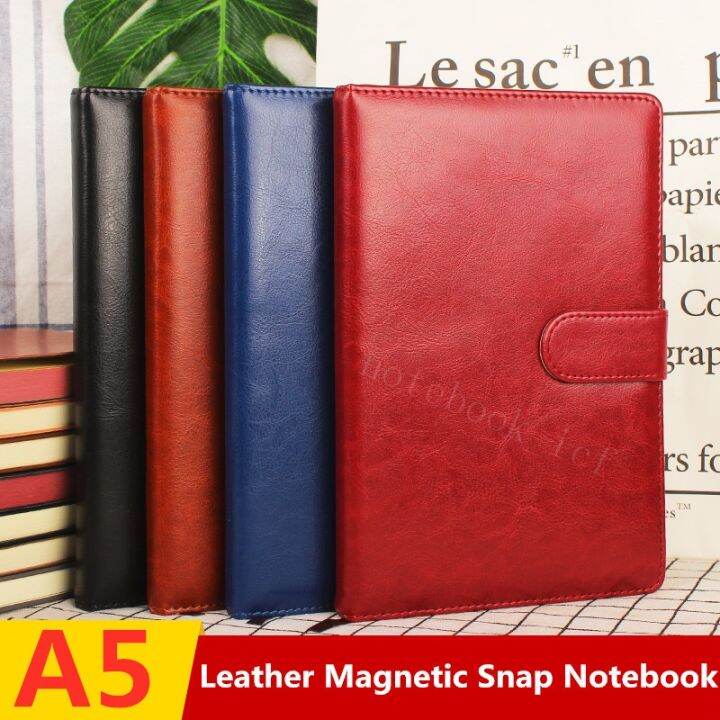 Onhand A5 Retro PU Leather Business Note book With Magnetic Snap Line ...