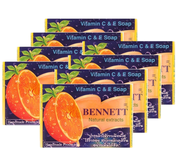 BENNETT Vitamin C&E Soap เบนเนทท์ สบู่ วิตามิน ซีแอนด์อี 130g. x 8ก้อน ...
