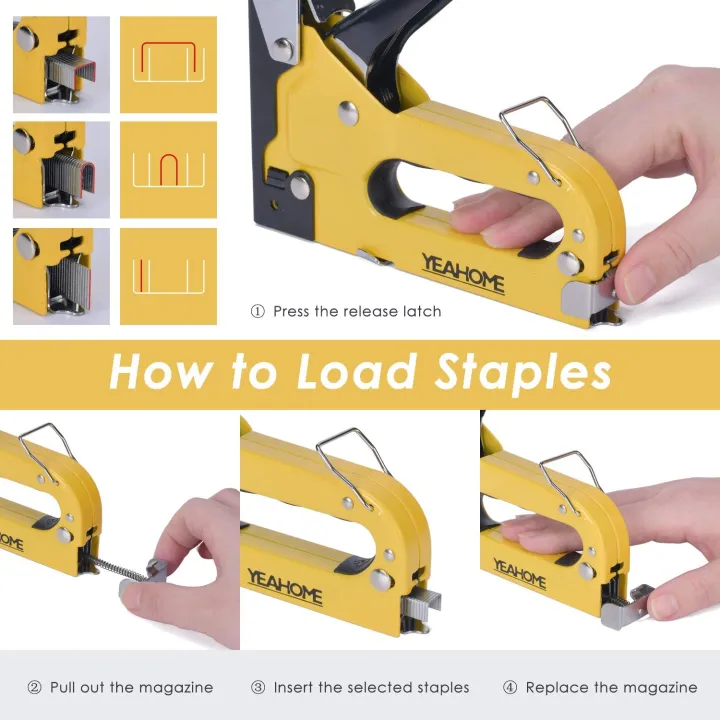 Upholstery Staple Gun Heavy Duty, YEAHOME 4-in-1 Stapler Gun with 4000 ...