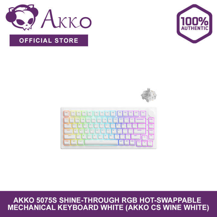 Akko 5075S Shine-Through RGB Hot-Swappable Mechanical Keyboard White ...