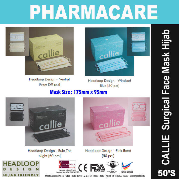 CALLIE Headloop Design (Hijab Mask) - 4-Ply disposable Surgical ...