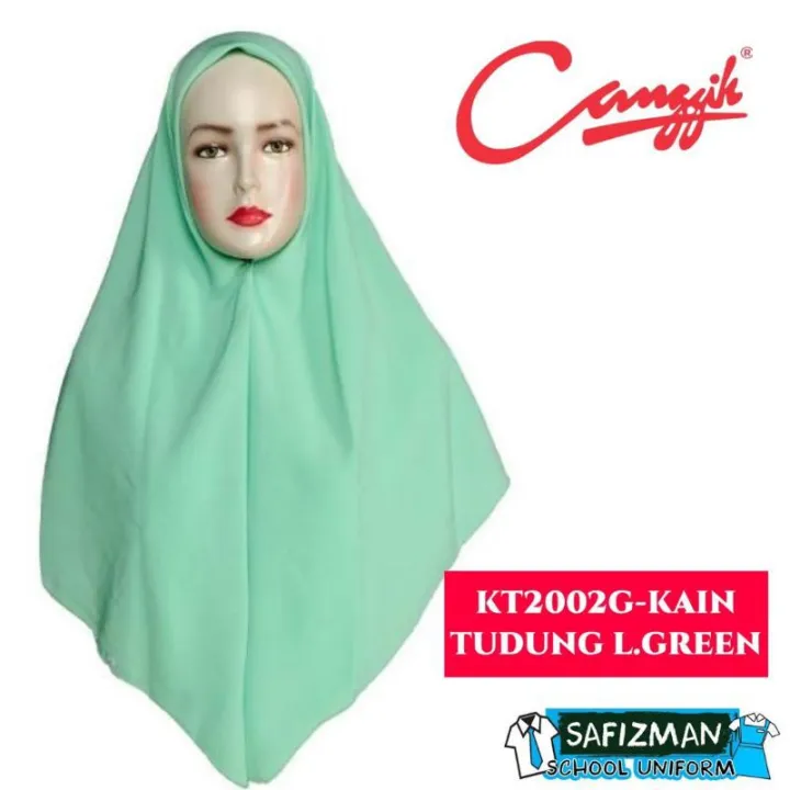 tudung hijau muda sekolah jenama canggih KT2002-green tudung light green | Lazada