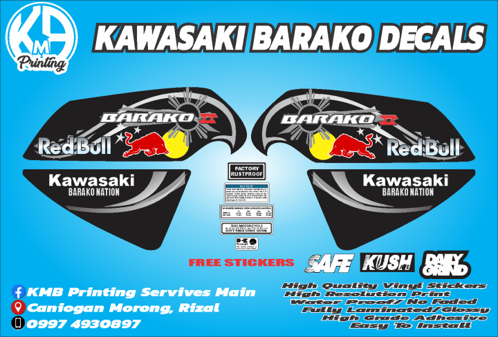 Kawasaki Barako Sticker Decals Red Bull Design | Lazada PH