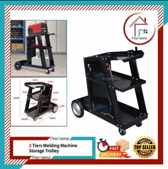 ProHome88 HEAVY DUTY 3 TIER WELDING MACHINE CART TROLLEY FOR MIG TIG ...