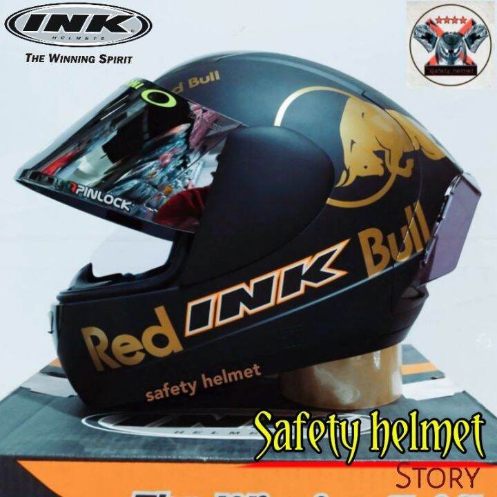 Helm Full Face INK Cl Max- Solid Black Doft redbull | Helm Pria | Helm ...