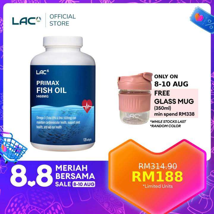 [Expiry Oct 2024] LAC Primax Fish Oil 1468mg (120 Softgels) | Lazada