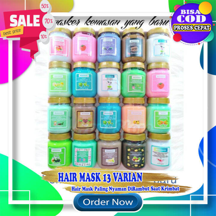 (ECER) HAIR MASK 13 VARIANS RASA-RASA. BPOM- KRIMBAT RAMBUT PALING ...