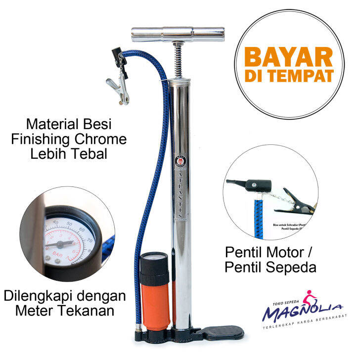 Pompa Angin Ban Sepeda dan Motor Model Lantai dengan Meter Tekanan ...