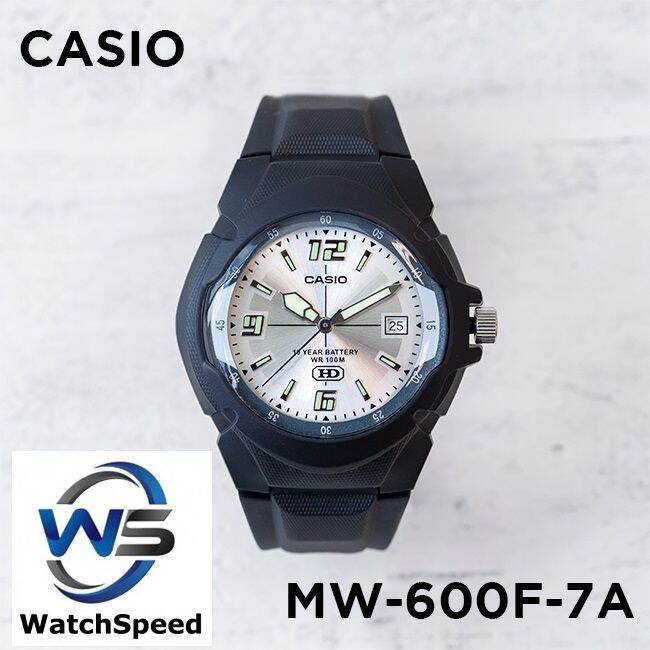 Casio MW-600F-7A Standard Analog Silver Dial Resin Band 100M Men's ...