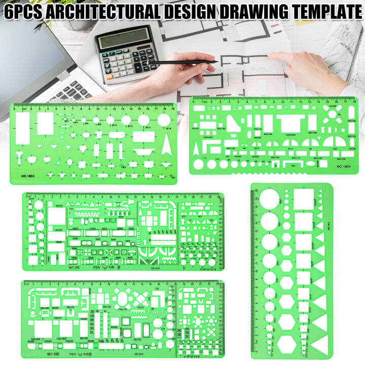 [Tuantuan stationery]Rulers 6 Pcs Architect Multi Purpose Drawing ...