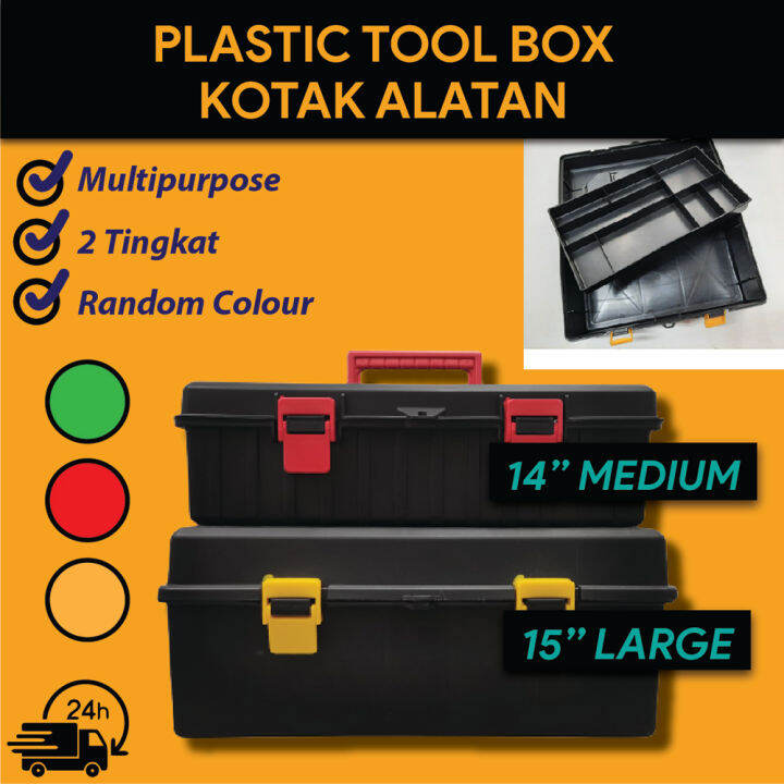 Plastik Kotak Alatan (14" / 15'') / HEAVY DUTY Toolbox Plastic Multi ...