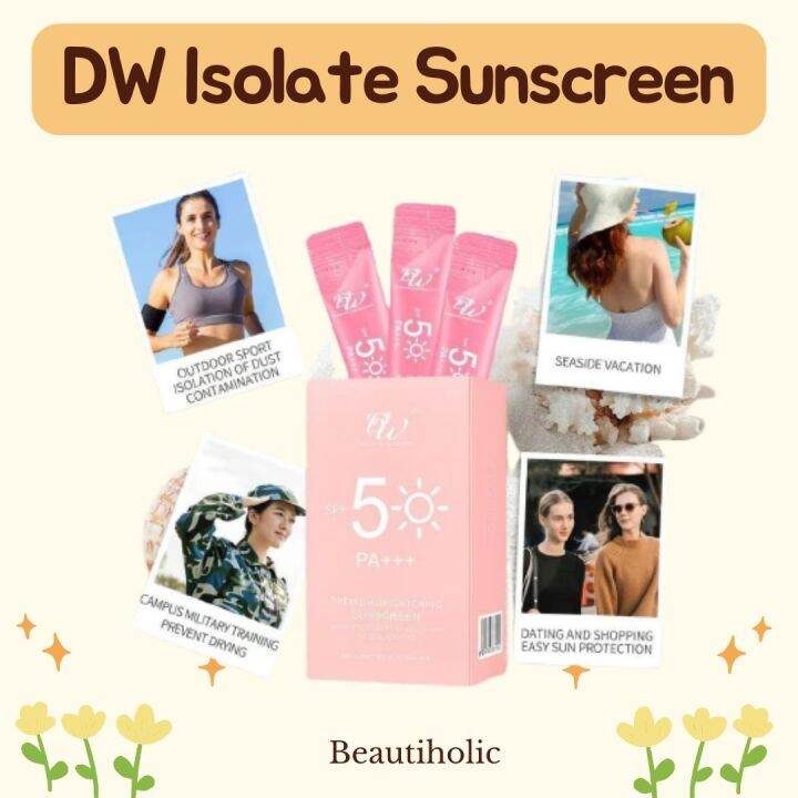 DW SPF50 PA+++ Sunblock Face Body Isolate Sunscreen 4ml*20pcs | Lazada PH