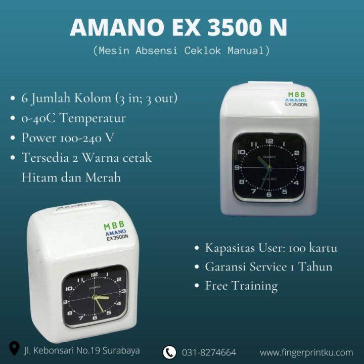 Mesin Ceklok Amano MBB EX 3500N Absen Kartu Manual Murah | MBB | Lazada ...