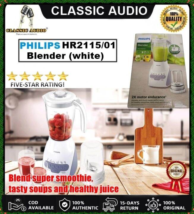 PHILIPS HR2115/01 Blender (white) 600W/ 2 L Plastic Jar with multi mill ...