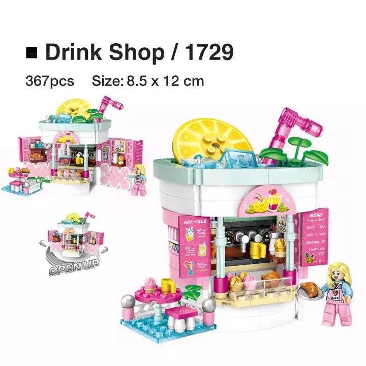 LOZ IDEAS Mini Block MOC 1729 bulding block Beverage Shop block puzzle ...