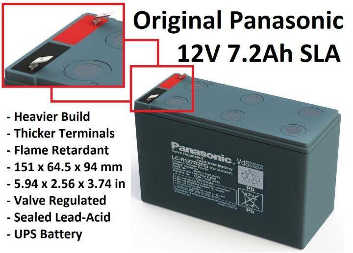 Panasonic UPS Battery 12V 7.2Ah 20hr LC-V127R2NA 12 Volts 7.2 Ampere ...