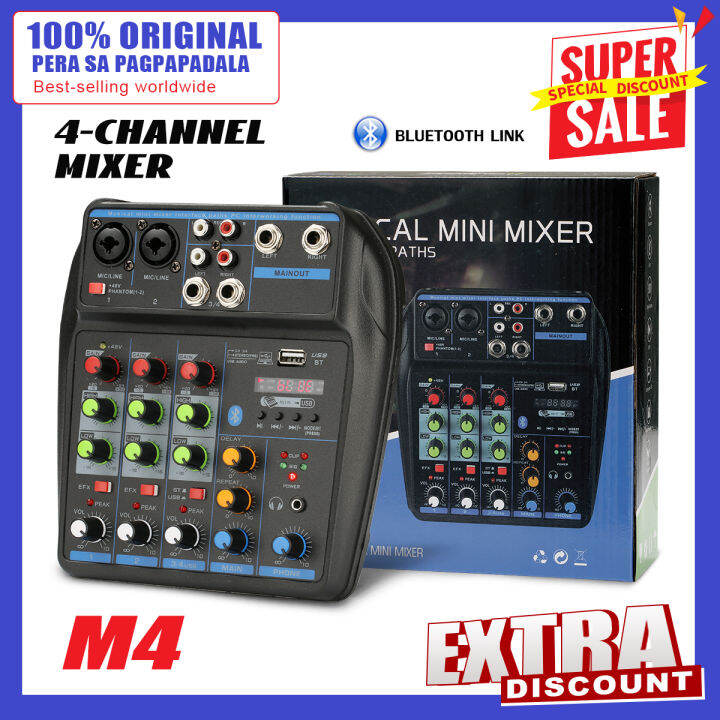 M4 4-input channel mixer Audio system with Bluetooth mixer Professional ...