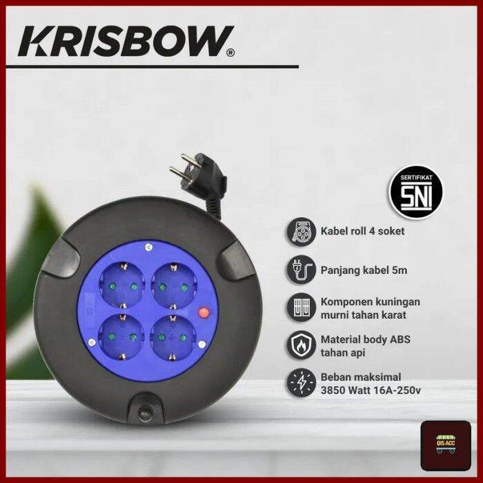KRISBOW Colokan Listrik Kabel Roll 4 Lubang 5 Mtr KF-BG-4 | Lazada ...