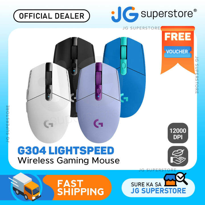 G304 LIGHTSPEED Wireless Gaming Mouse with 12,000 DPI HERO Sensor, 6 Programmable Buttons ...
