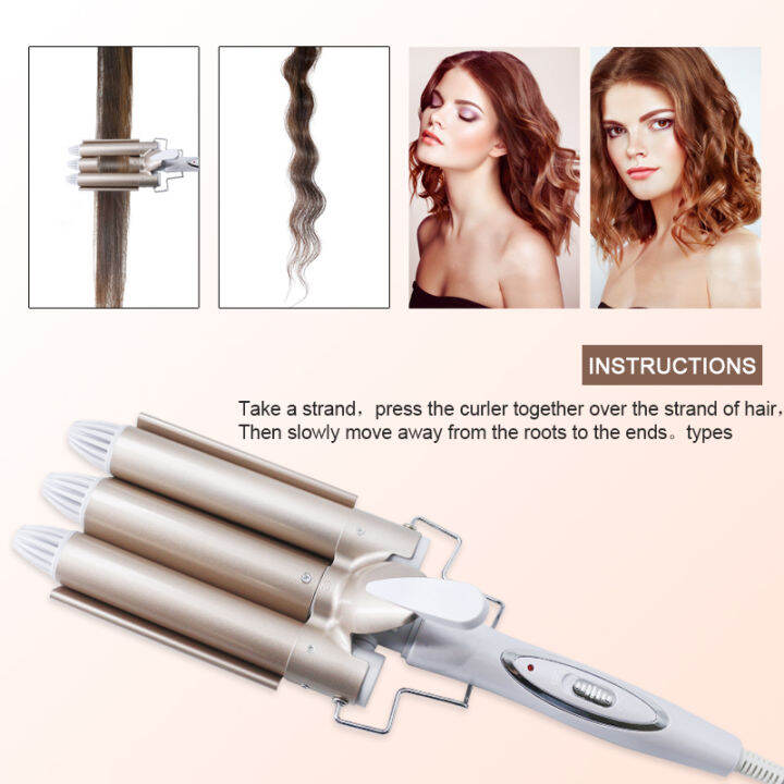 Professional Hair Tools Curling Iron Ceramic Triple Barrel Hair Styler Hair Waver Styling Tools ...