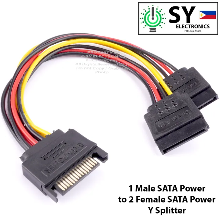 1 Male SATA Power to 2 Female SATA Power Y Splitter Cable Connector ...